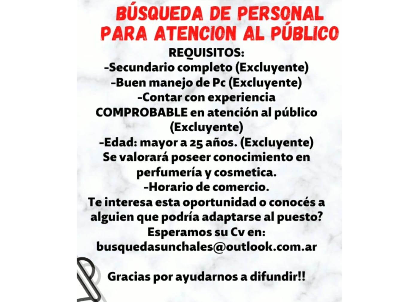 Búsqueda de personal para atención al público