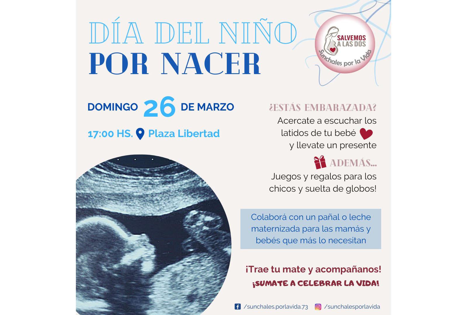 Celebrarán el "Día del Niño por Nacer" en Sunchales