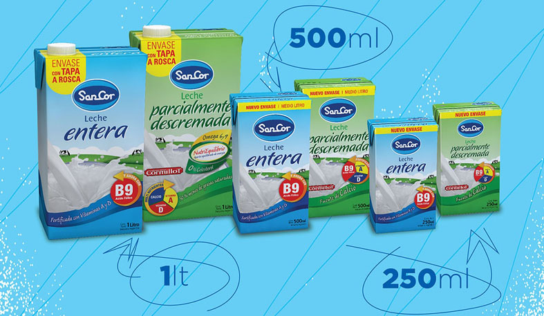 SanCor presenta leche en envases de 250 ml y 500 ml